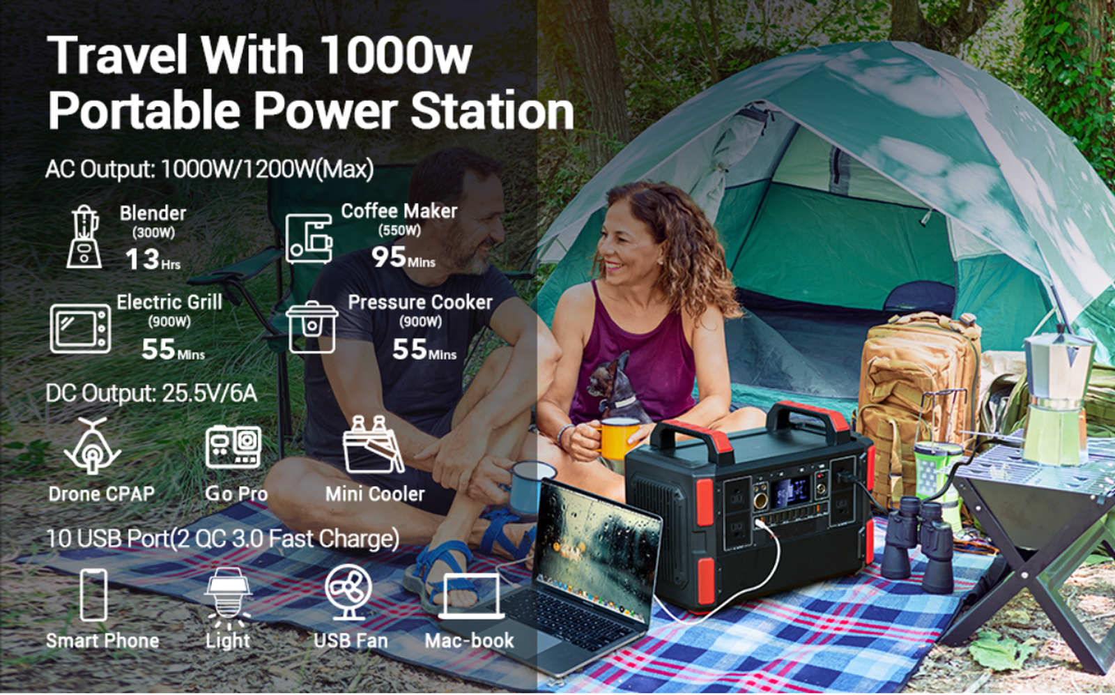 1000W Outdoor Portable Power Station - JHC Technology